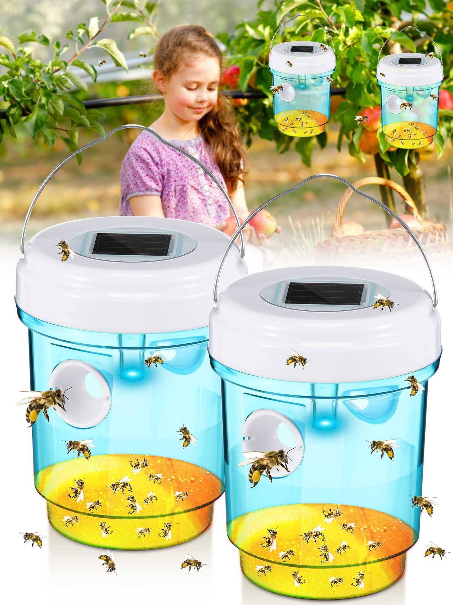 Amazon.com : 2 Pack Wasp Traps Outdoor Hanging Fly Traps with UV LED ...