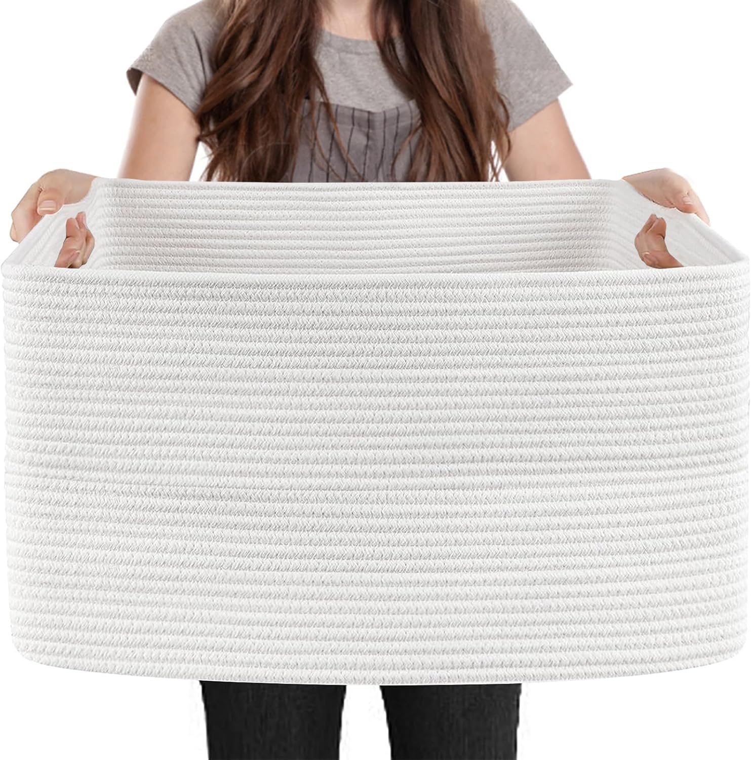 Amazon.com: MEGASKET Extra Large White Storage Basket, 23.6" x 17" x 12 ...