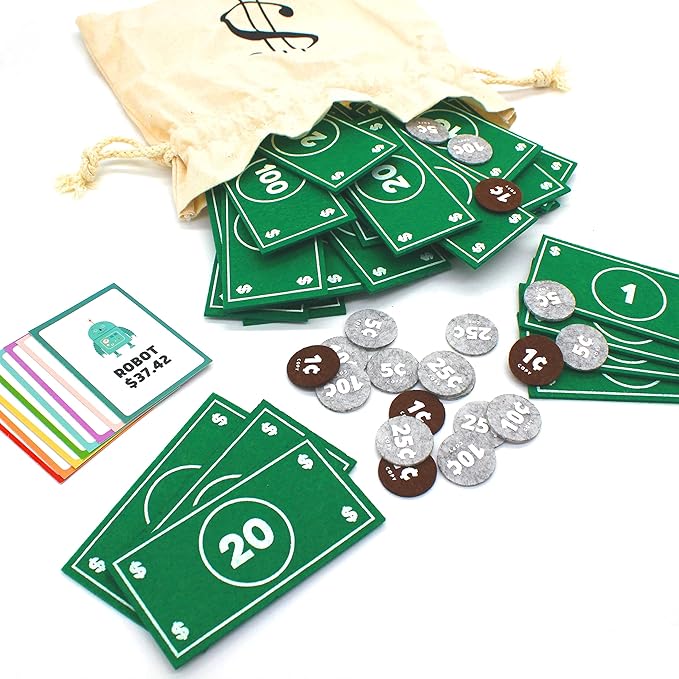 Amazon.com: Good Ground Pretend Play Kids Felt Money Educational ...