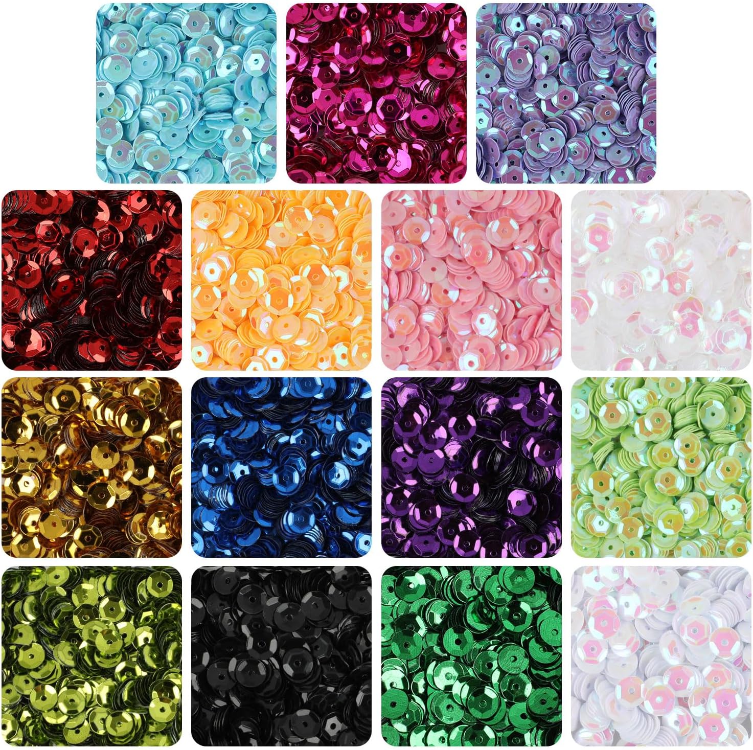 Amazon.com: JOYAHO 6MM Loose Sequins, 8400PCS Bulk Round Rainbow Cup ...