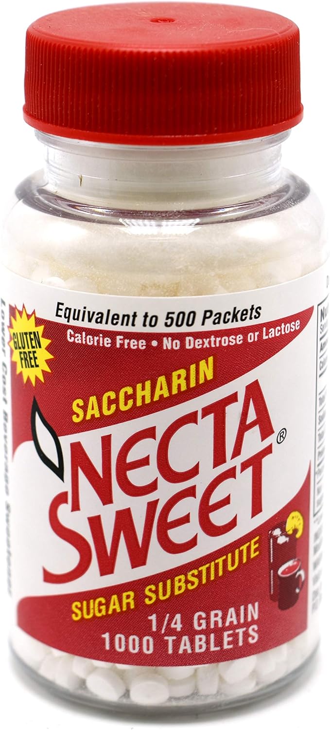 Necta Sweet Saccharin Tablets, 1/4 Grain, 1000 Tablet Bottle (Pack of 4 ...