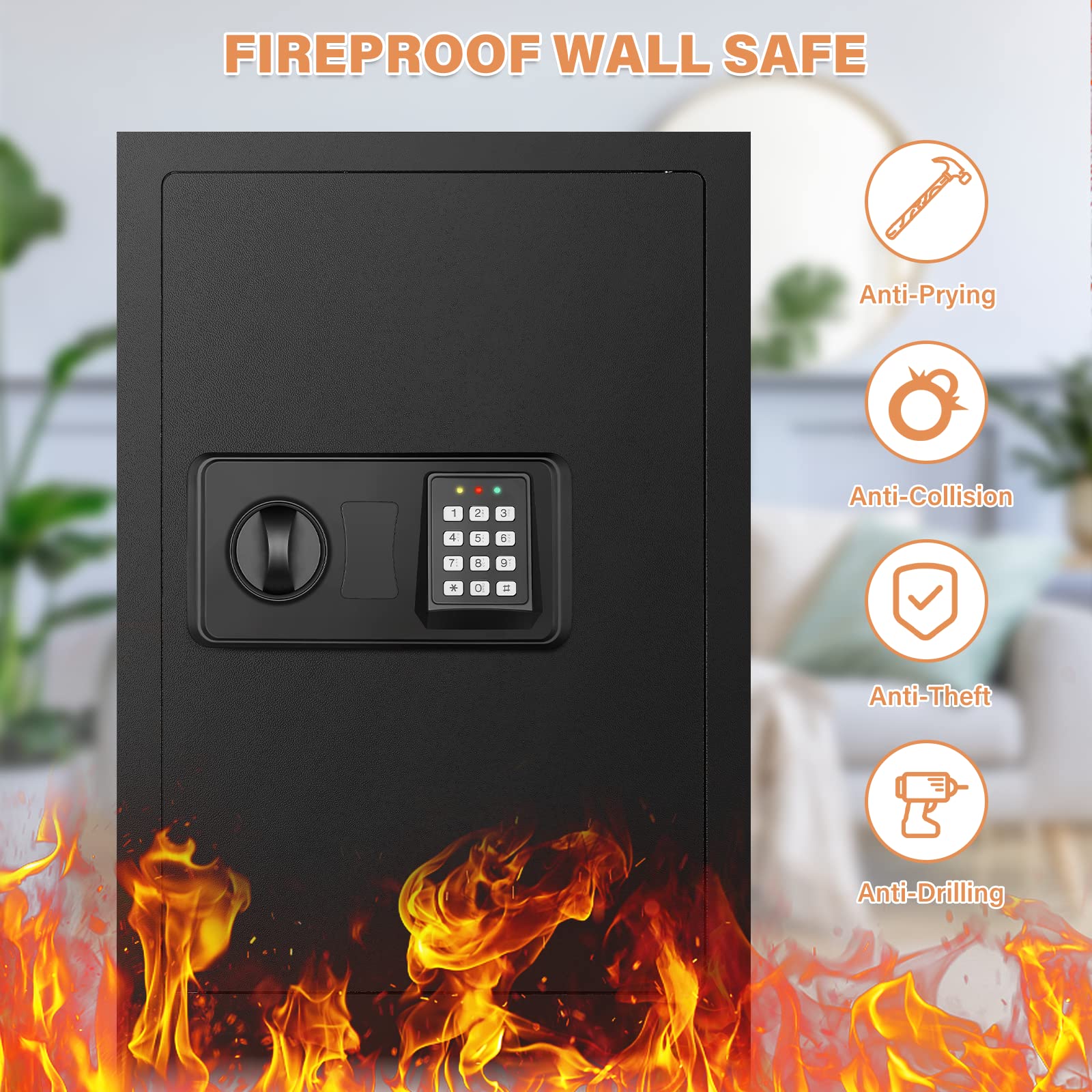 22.05" Tall Wall Safes Between the Studs Fireproof with Hidden Bottom ...