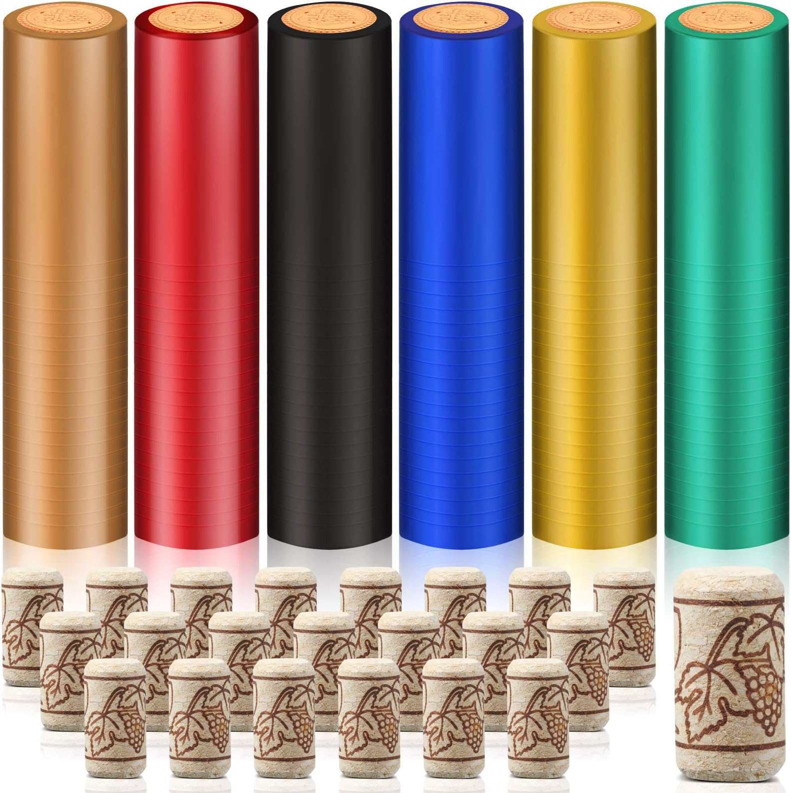 Amazon.com: 150 Packs Wine Bottle Cork Tops Stoppers and PVC Heat ...