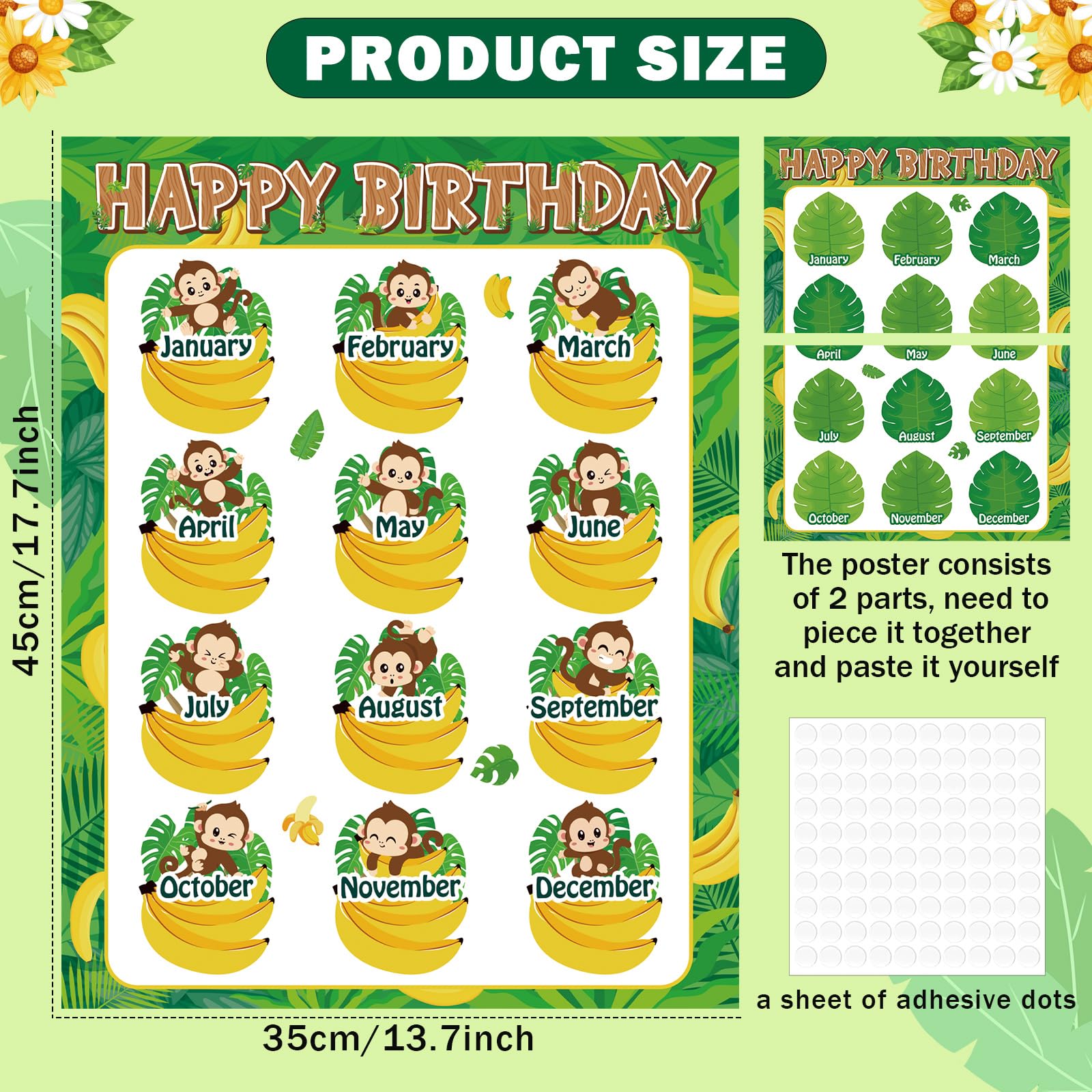 Snapklik.com : 17.7 X 13.7 In Happy Birthday Chart Poster Set Safari ...
