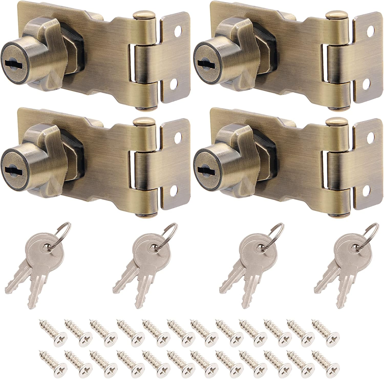 Kyuionty 4 Pcs Keyed Hasp Locks 2.5 Inch Twist Knob Keyed Locking Hasp ...
