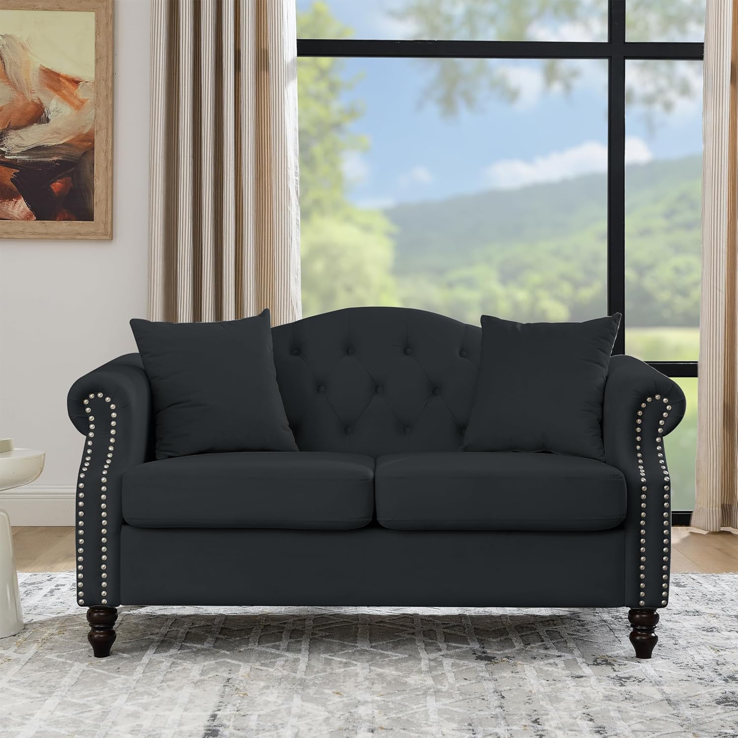 Amazon.com: 57" Chesterfield Sofa Couch for 2, Velvet 2 Seater Tufted ...