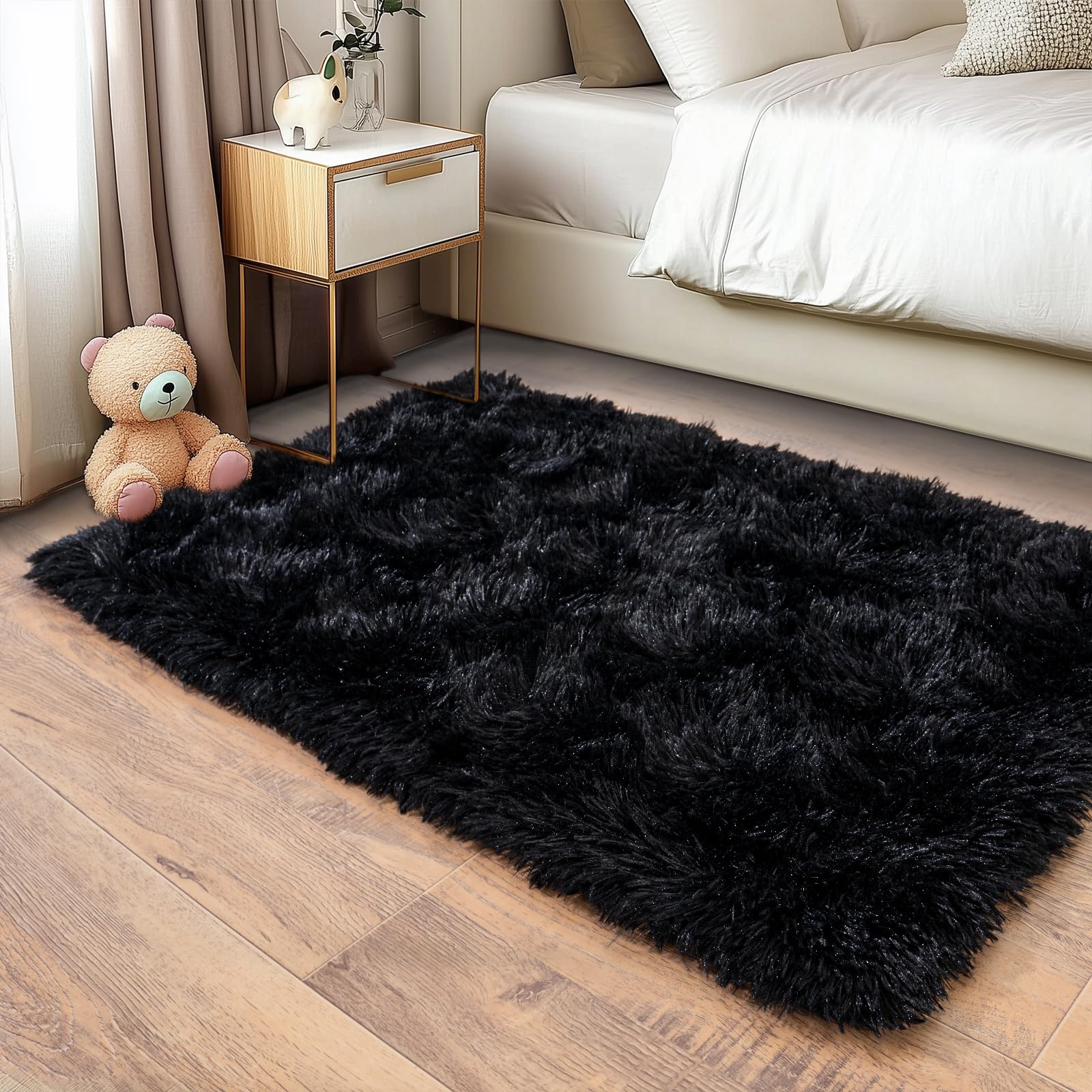 Amazon.com: Pionblank Fluffy Small Rug for Bedroom 2x3 Feet, Shag Soft ...