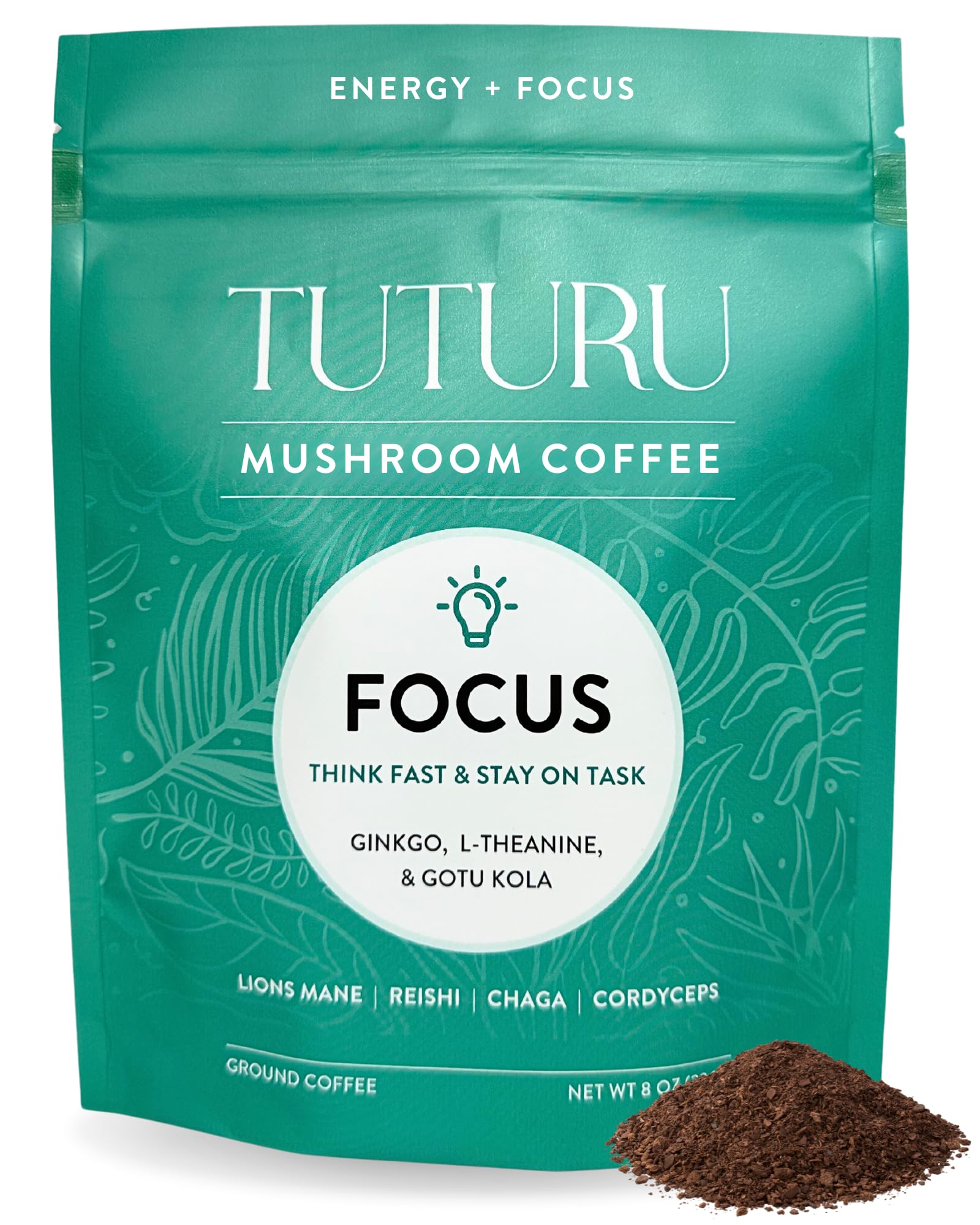Amazon.com : FOCUS Mushroom Ground Coffee | Adaptogen Coffee with Lion ...