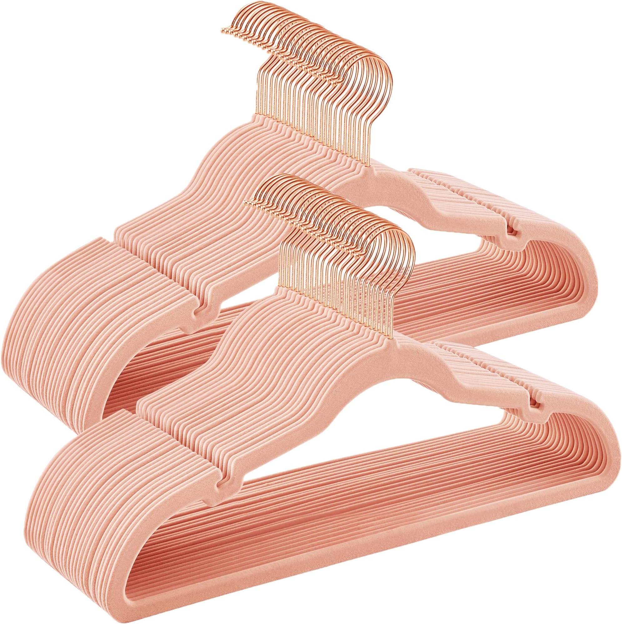 Amazon.com: MIZGI Blush Pink Velvet Hangers 60 Pack,Premium Gold ...