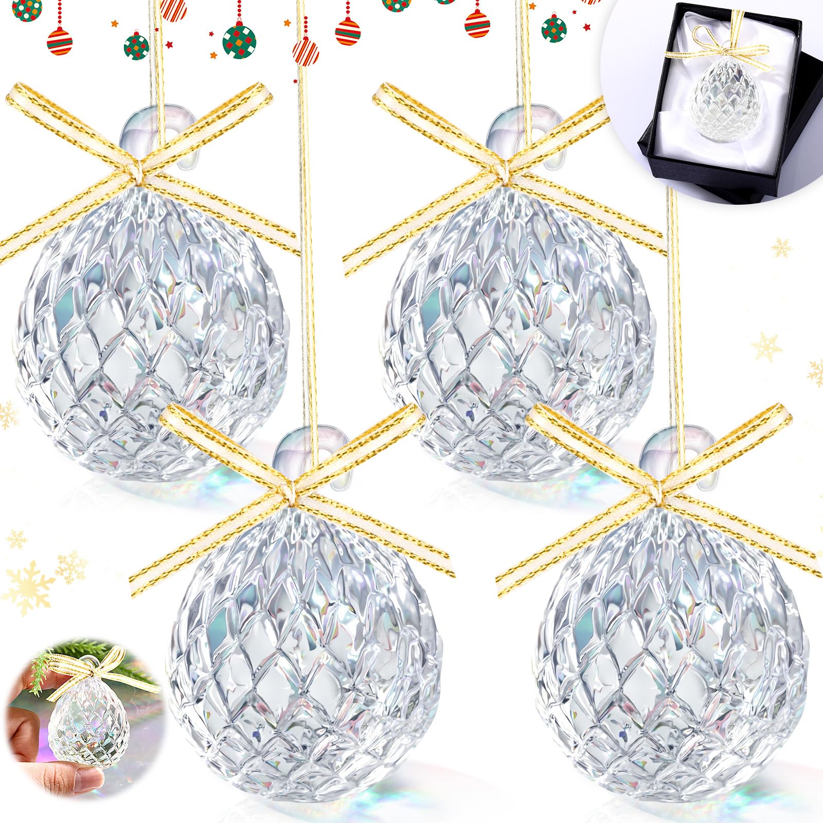 Amazon.com: CroBlissful 4 Pcs Glass Pinecone Christmas Ornaments 1.97 ...