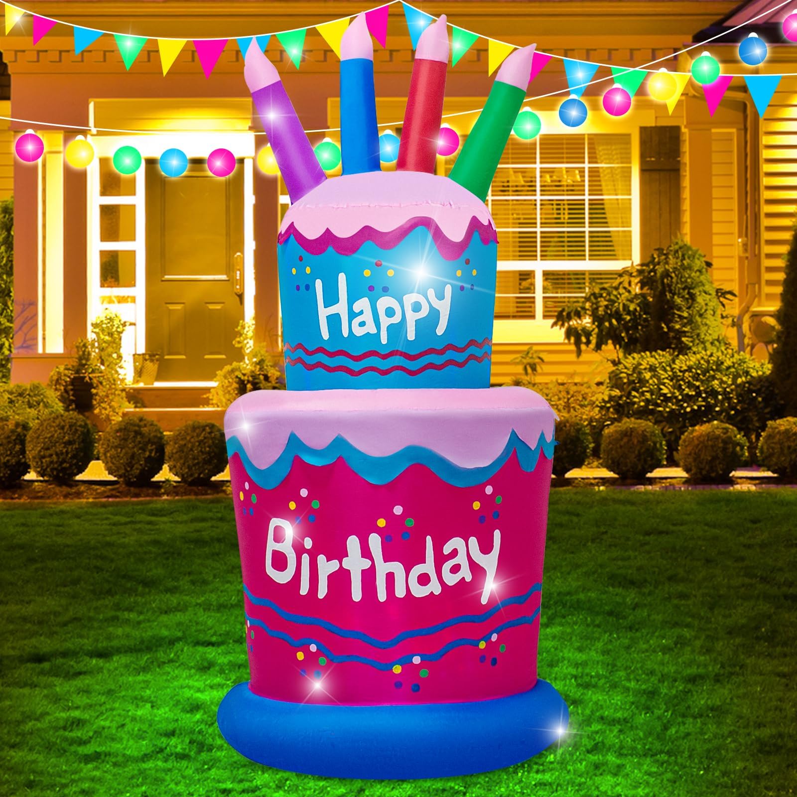 Amazon.com: InfleasJoiy 6ft Inflatable Happy Birthday Inflatable Cake ...