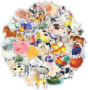 Amazon.com: 50PCS Farm Animals Stickers Farm Animal Stickers for Kids ...