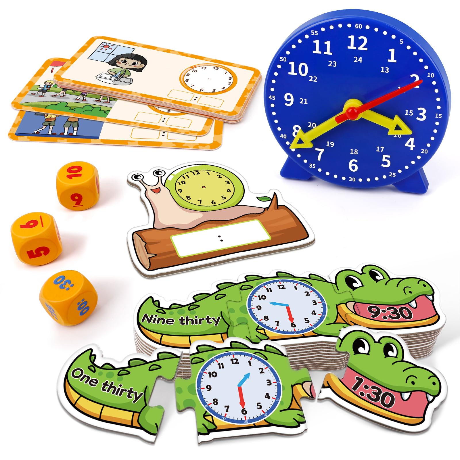 Amazon.com: Edulok Toddler Learning Clock, Telling Time Teaching Clock ...
