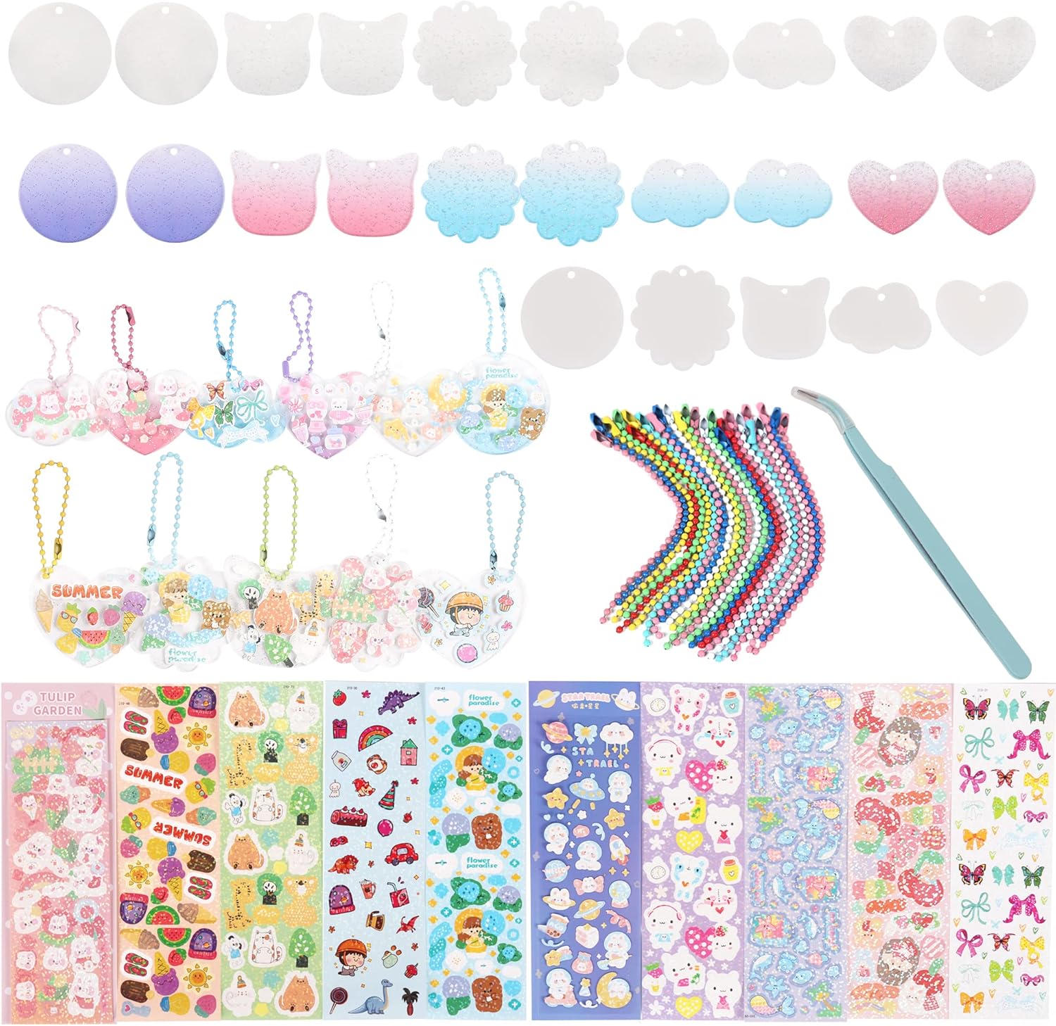 LEUOSO 61PCS DIY Guka Gupan Keychain, Double Protective Film Round ...