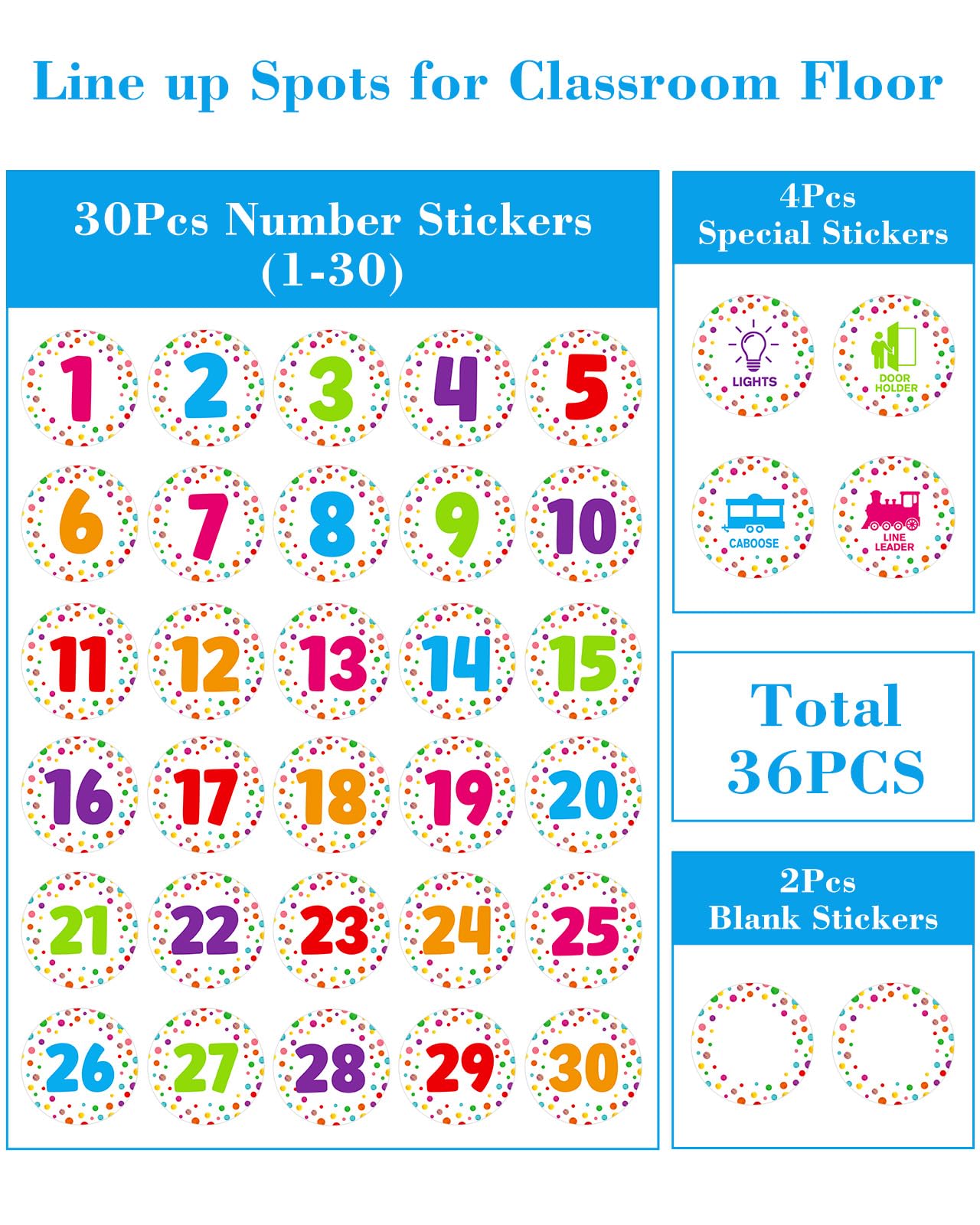 Snapklik.com : Boho Line Up Spots For Classroom Floor - 36PCS Confetti ...