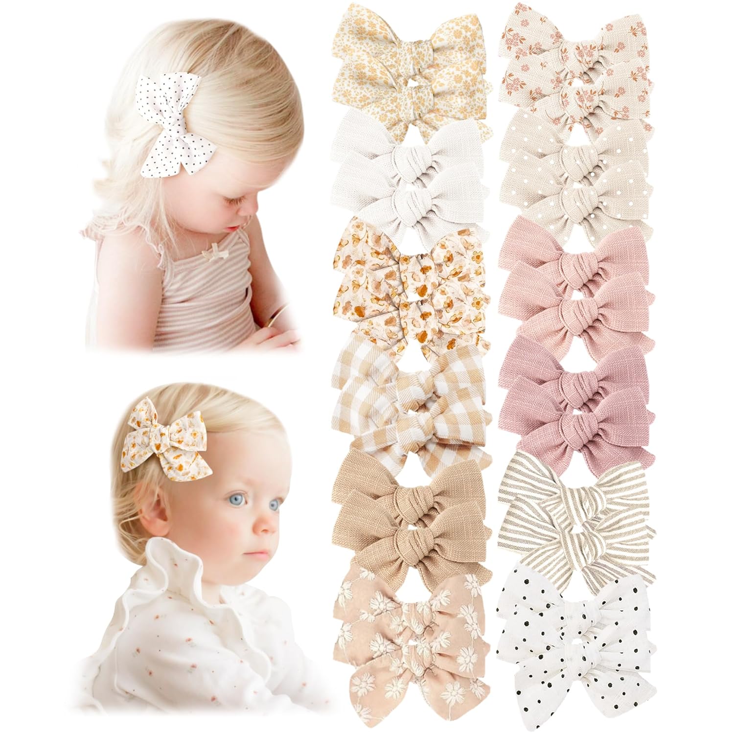 Amazon.com: 24 PACK Baby Girls Hair Bows Clips Hair Barrettes Accessory ...