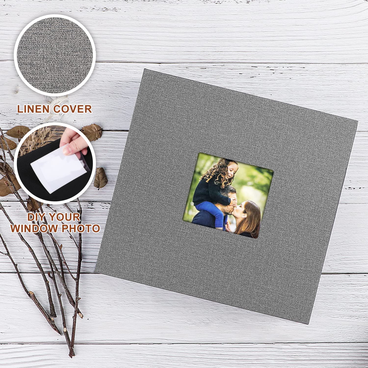 Snapklik.com : Lanpn Photo Album 6x6, Linen Hard Cover Acid Free Slip ...