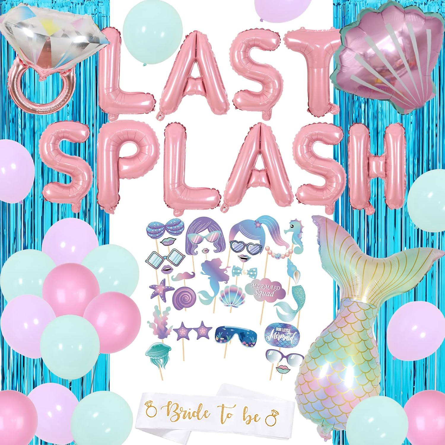 Amazon.com: Fangleland Last Splash Bachelorette Decorations Mermaid ...