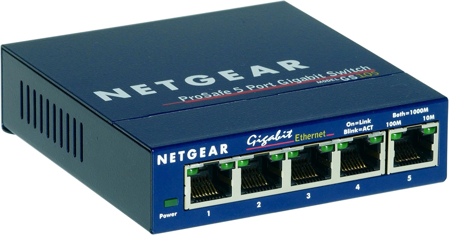 Netgear 5 x Gigabit Ethernet Ports Fast Auto Switching Connection ...
