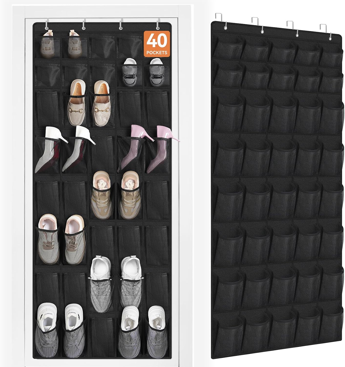 Amazon.com: FENTEC 40 Large Pockets Over The Door Shoe Organizer, Mesh ...
