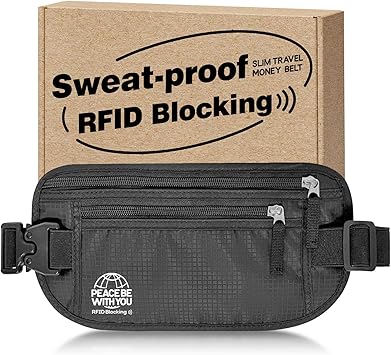 Amazon.com | Hidden Money Belt for Travel, RFID Blocking, Sweat-Proof ...