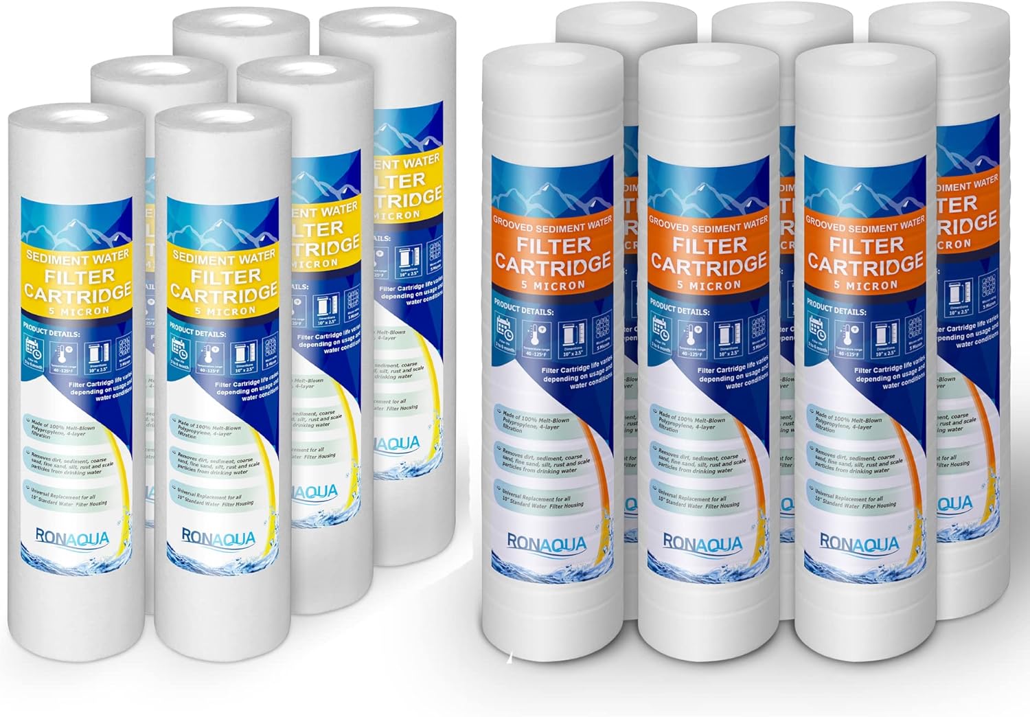 Amazon.com: Sediment Water Filter Cartridge 6 Pack, 5 Micron & 6 Pack ...
