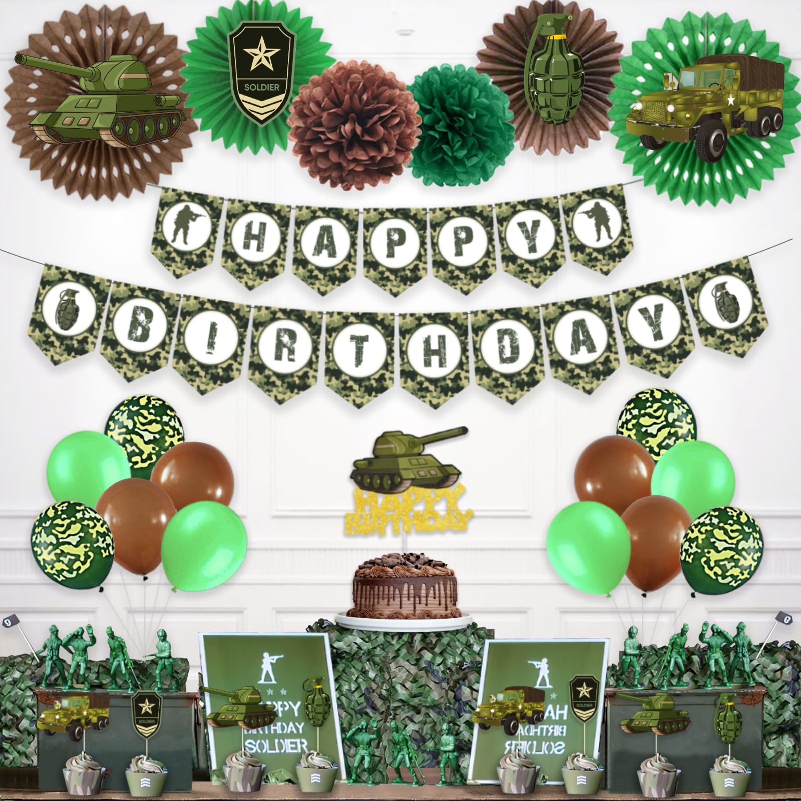 Army Camouflage Centerpiece Toppers Printable Camo