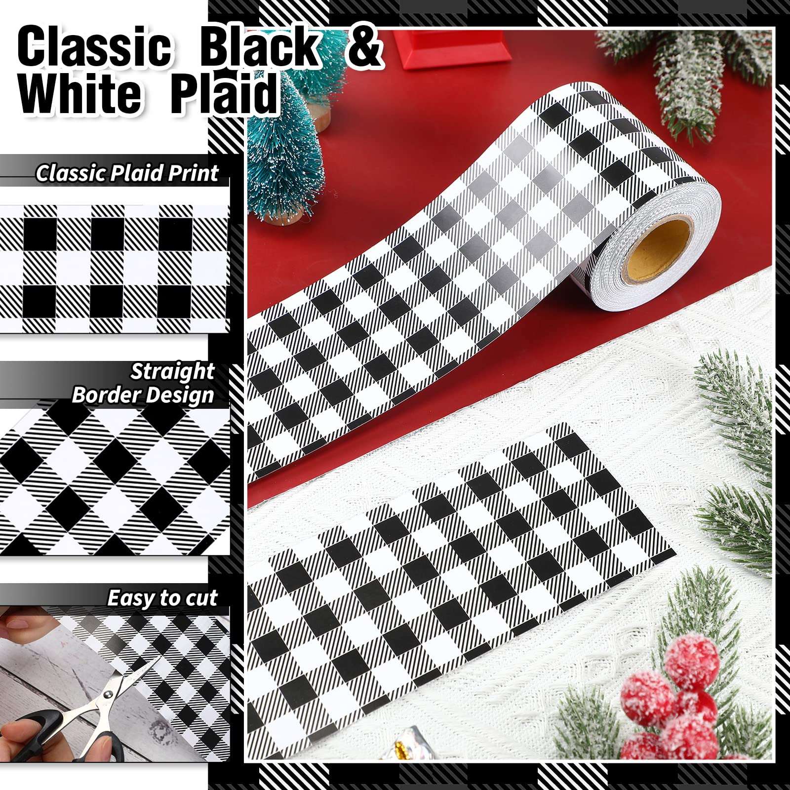 Snapklik.com : 2 Rolls 131 Ft Buffalo Plaid Bulletin Board Borders ...