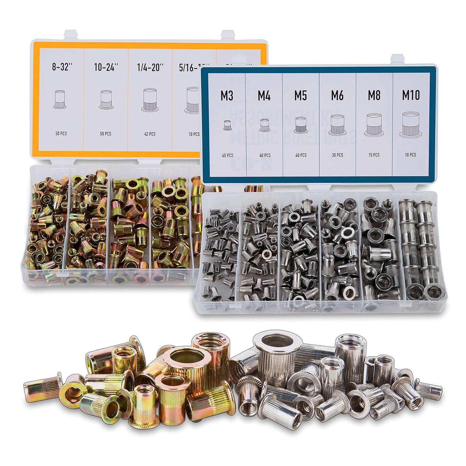 Stainless Steel Rivet Nut Kit, SAE & Metric Nutsert Threaded Rivets ...