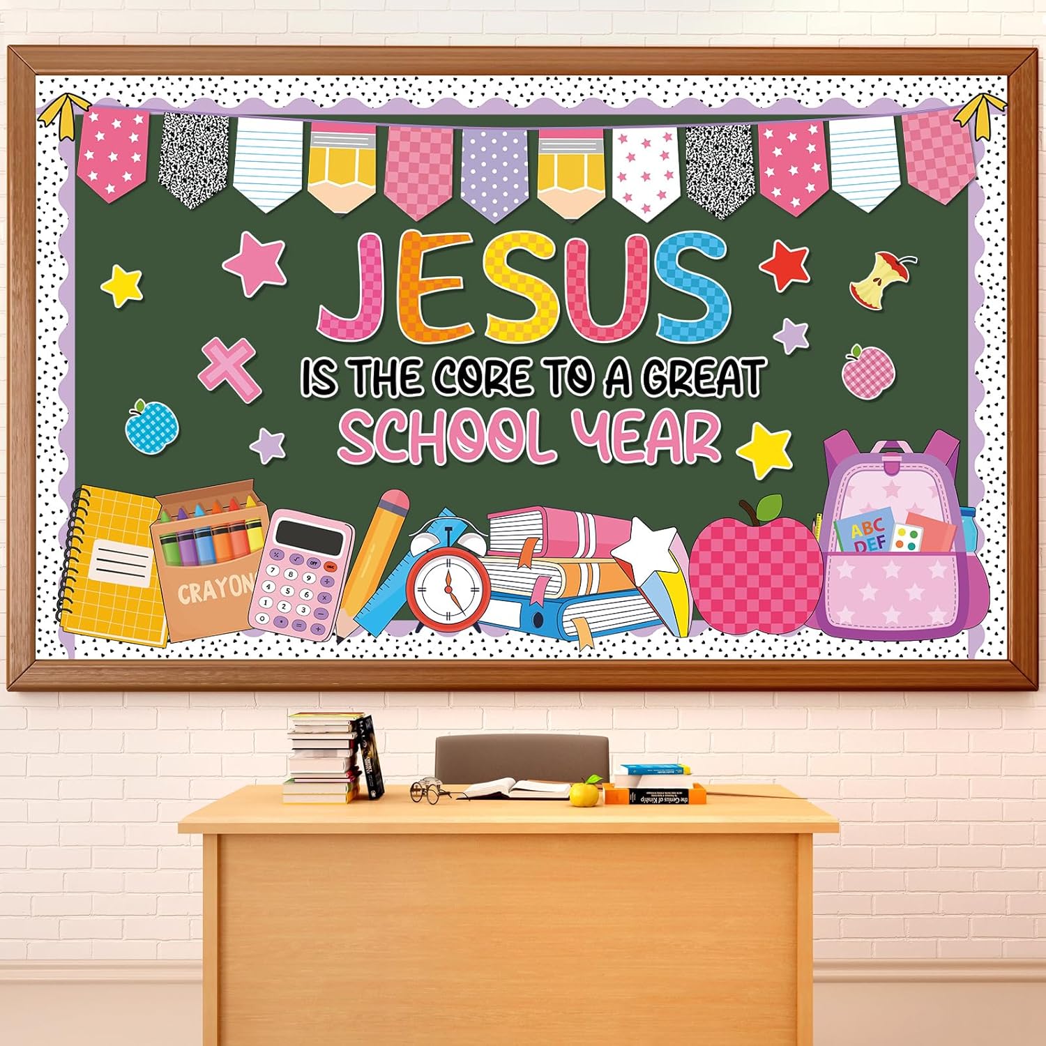 Amazon.com: Christian Composition Bulletin Board Set Jesus is The Core ...