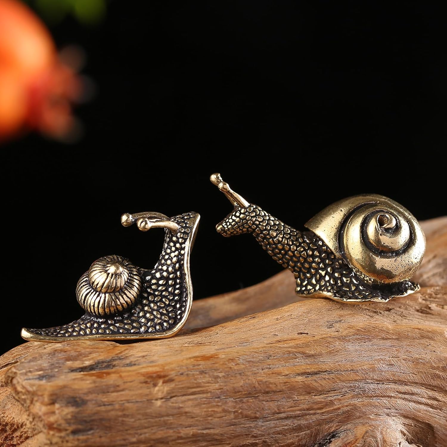 qumHmup Snail Statue 2pcs,Mini Retro Pure Copper Snail Figurine ...