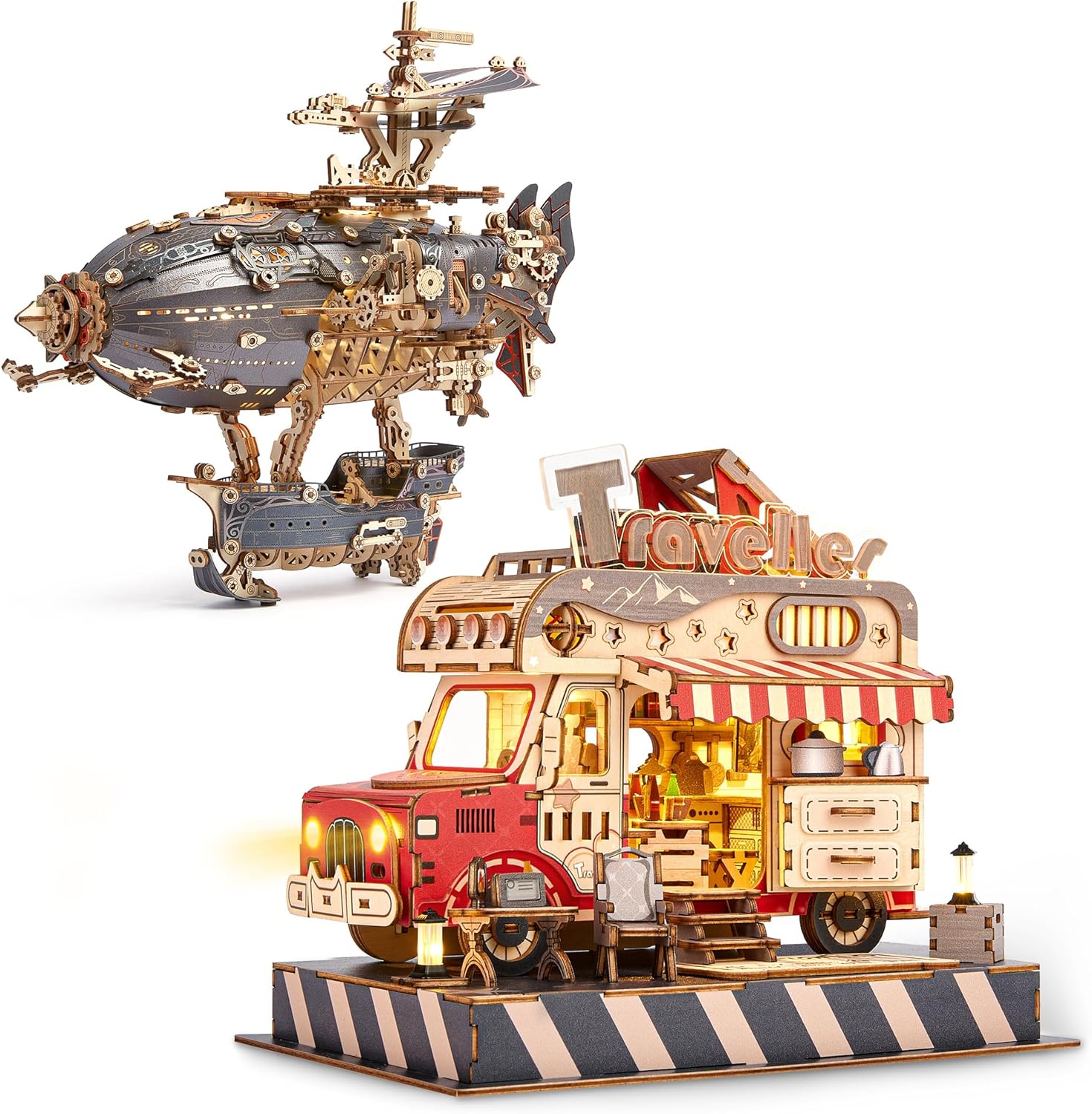 Amazon.com: FUNPOLA DIY 3D Wooden Puzzle Model Kit – Creative LED ...