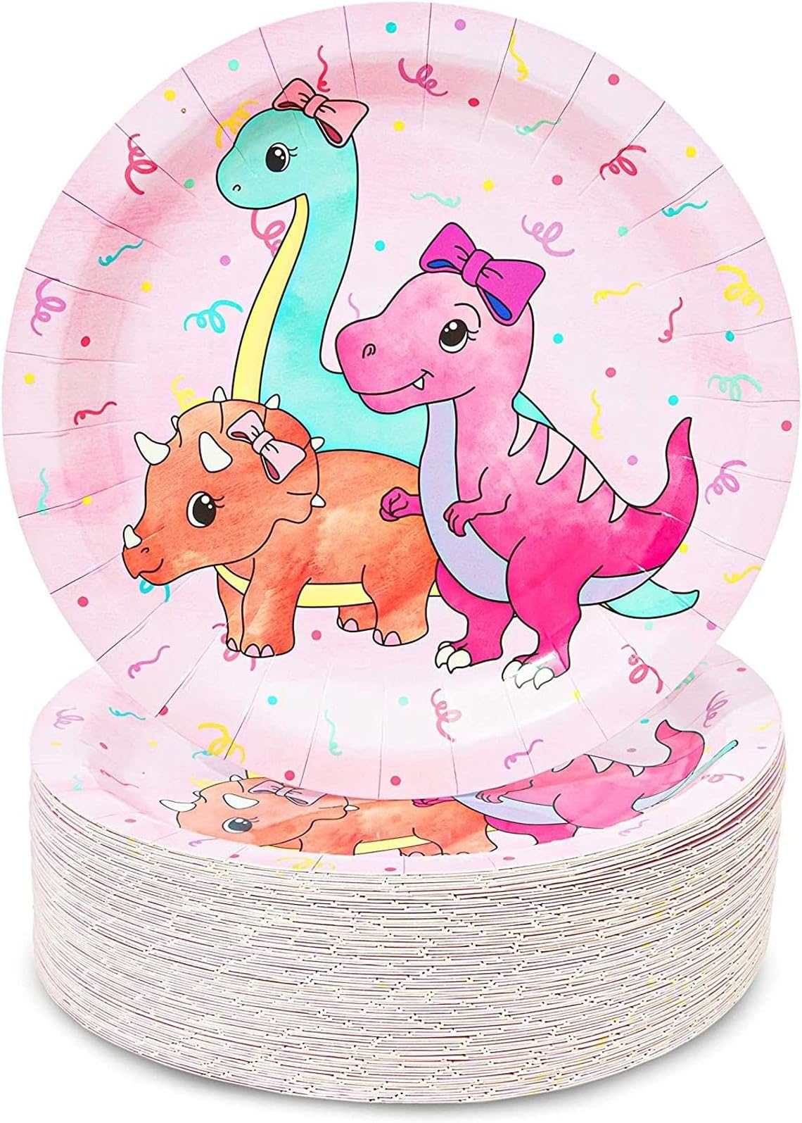Amazon.com: Dinosaur Shaped Multicolor Party Paper Plates - 9" x 7 ...