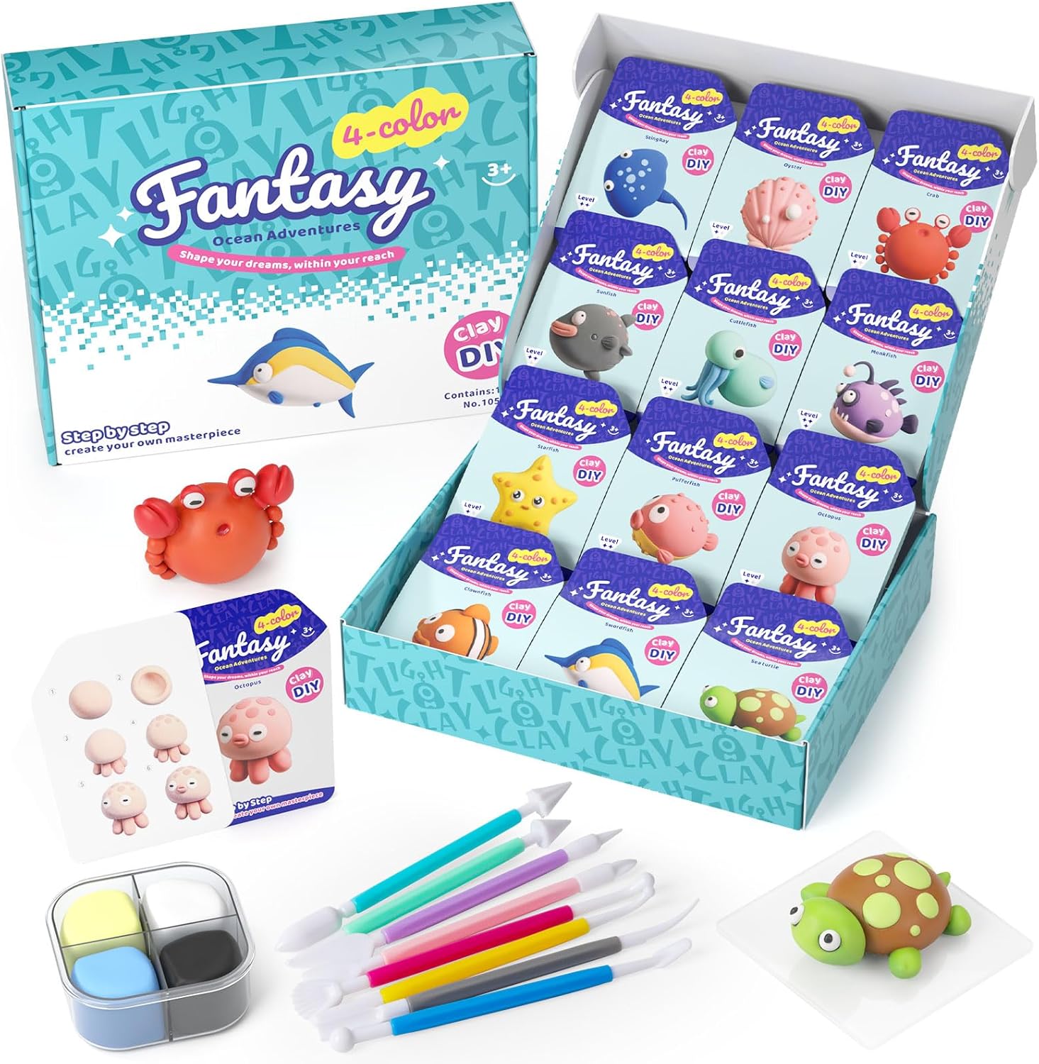 Amazon.com: Air Dry Modeling Clay for Kids - Ocean Adventure, 12 Boxes ...