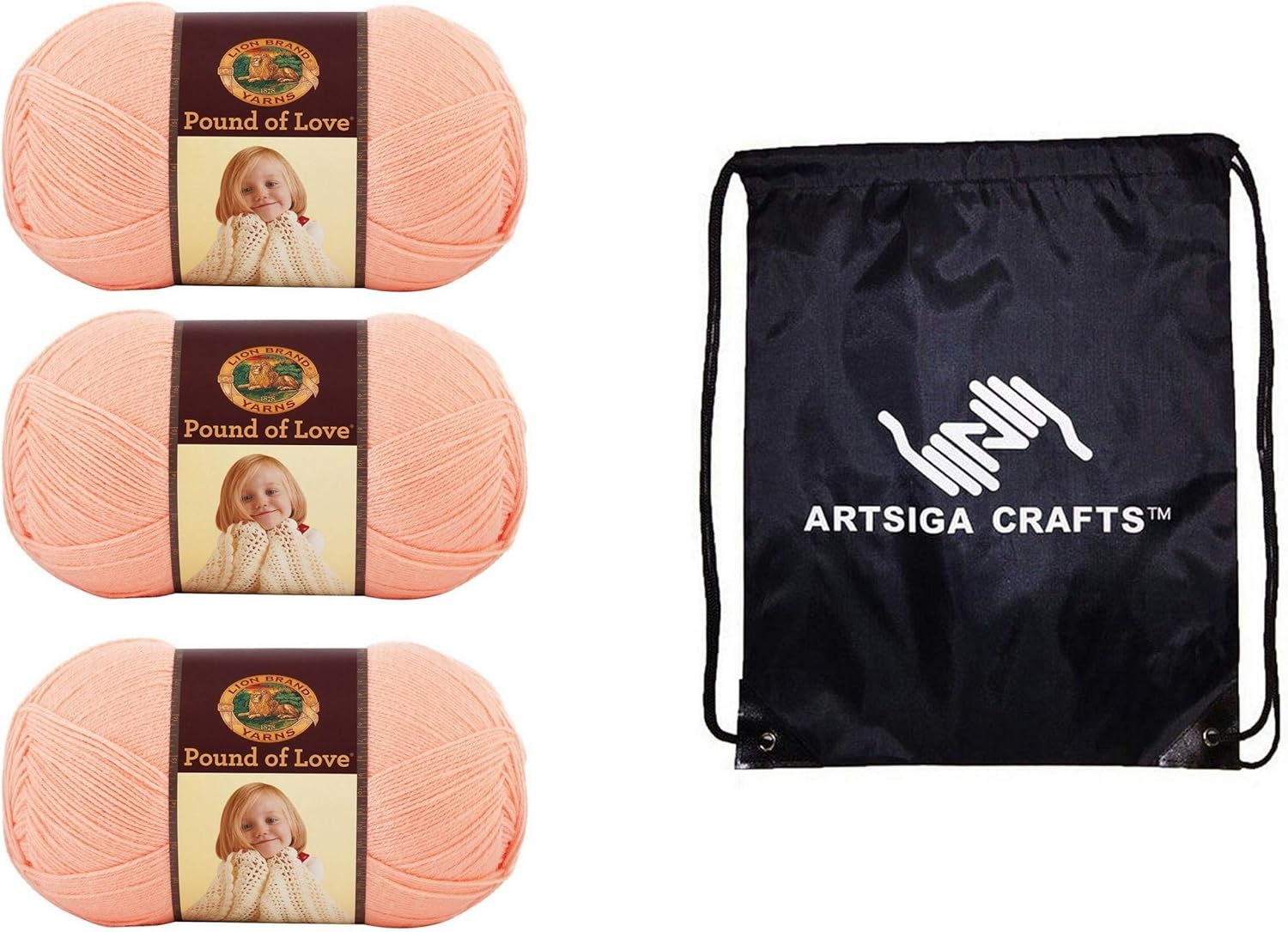 Amazon.com: Lion Brand Knitting Yarn Pound of Love Baby Creamsicle 3 ...