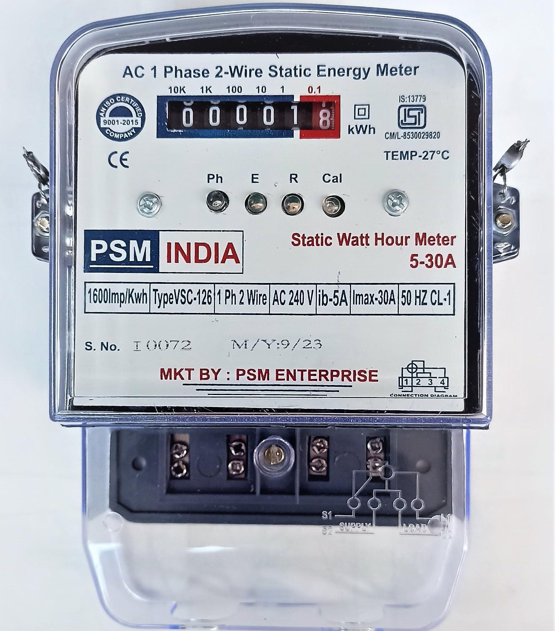 Indotech Single Phase Counter Energy Sub Meter 05-30A : Amazon.in ...