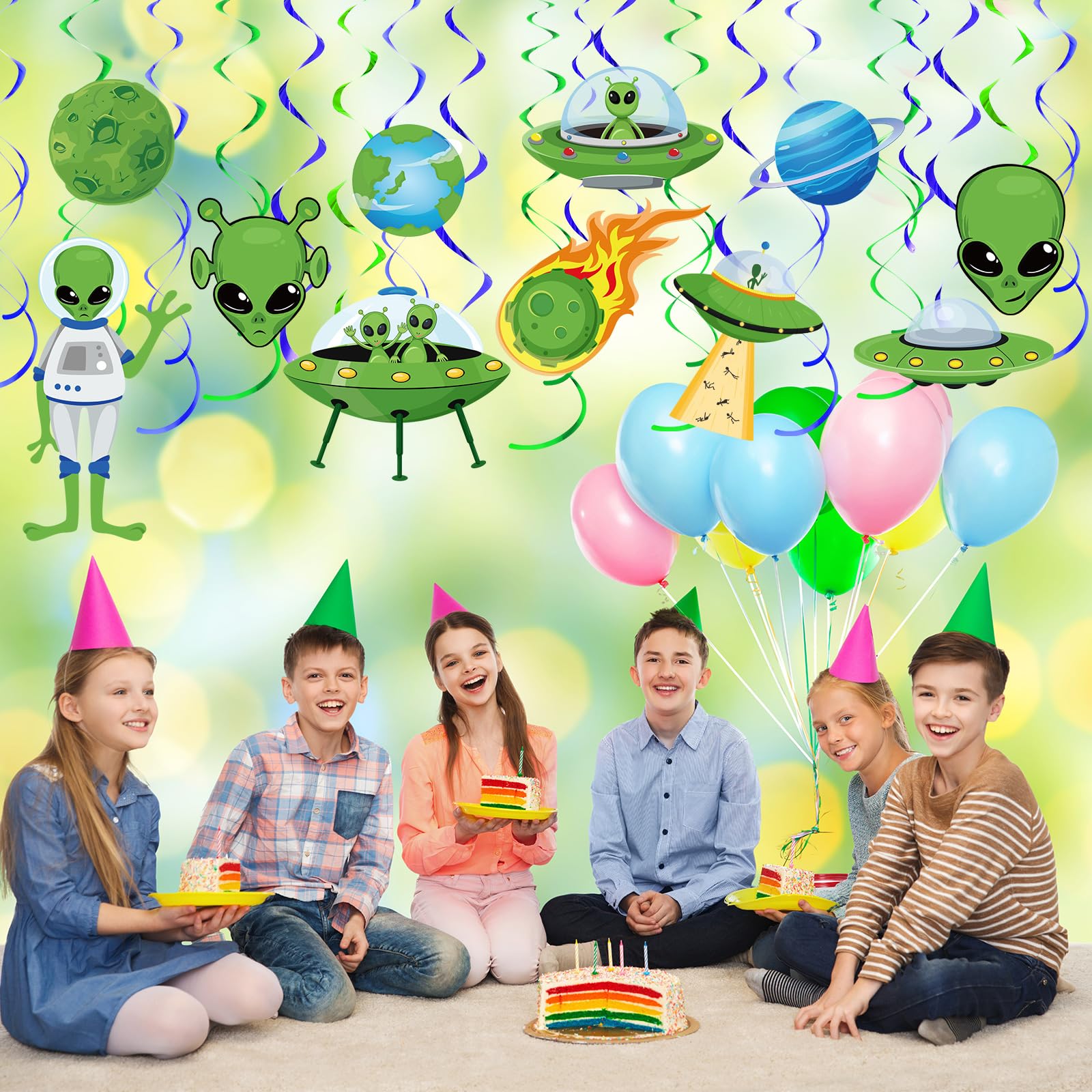 Snapklik.com : 54 Pcs Alien Decorations Hanging Swirls No DIY UFO Theme ...