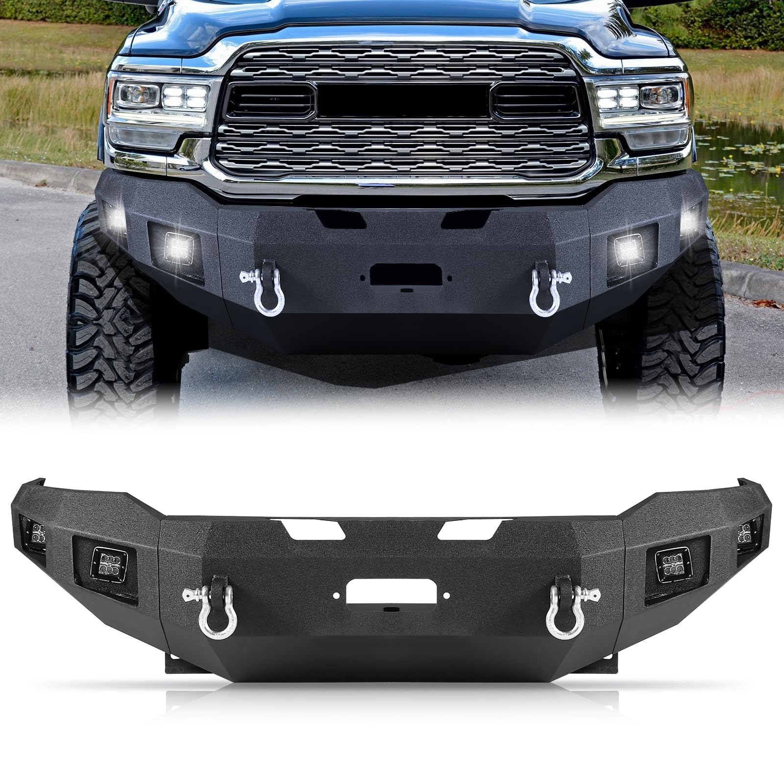 Amazon.com: Peforway Front Bumper Fit for Ram 2500 3500 2019 2020 2021 ...