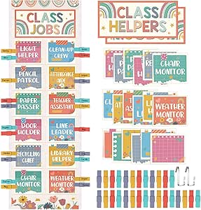 Amazon.com: Pasimy Class Jobs Pocket Chart Class Helpers Pocket Chart ...