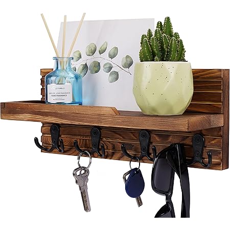 Amazon.com: OurWarm Key Holder for Wall Decorative with 5 Key Hooks ...