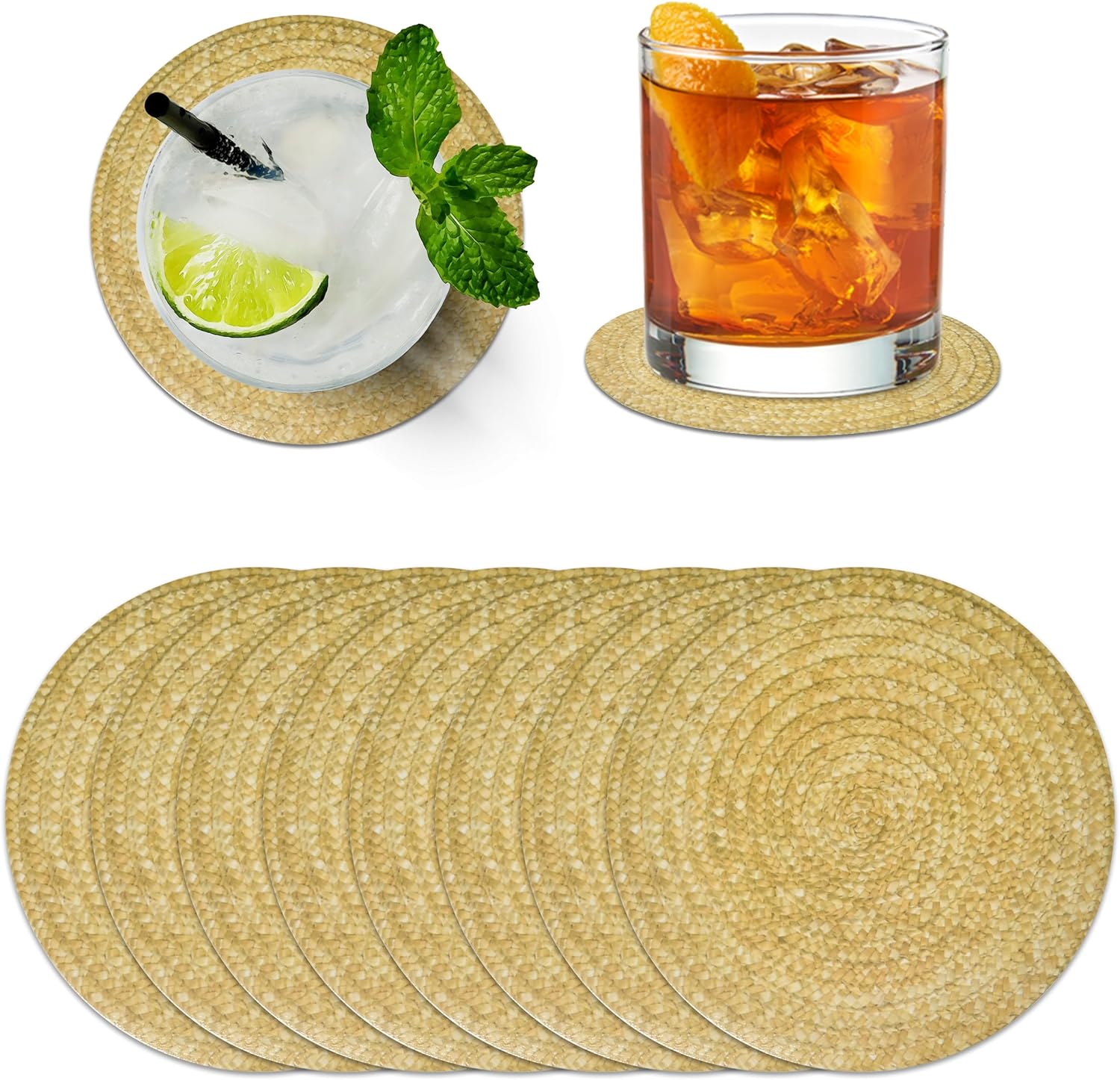Amazon.com: 150 Pcs Braided Wicker Look Paper Disposable Beverage ...