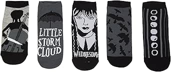 Amazon.com: Wednesday Unisex Adult Addams Nevermore 5 Pack Ankle Socks ...