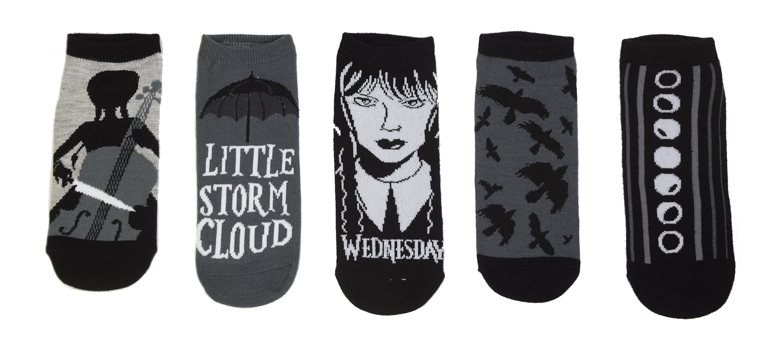 Amazon.com: Wednesday Unisex Adult Addams Nevermore 5 Pack Ankle Socks ...