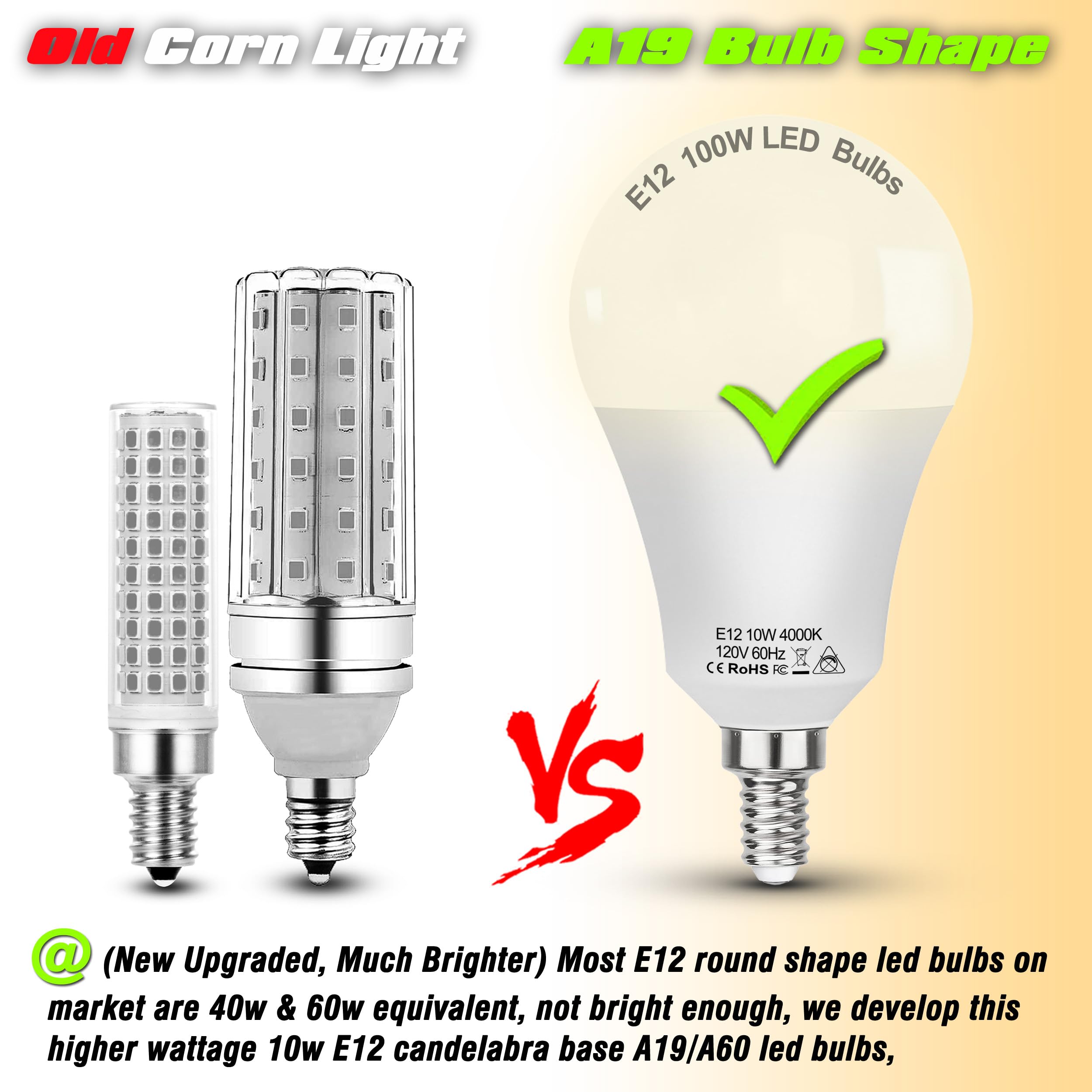 Snapklik.com : E12 A19 A60 LED Ceiling Fixture Light Bulbs 100 Watt ...