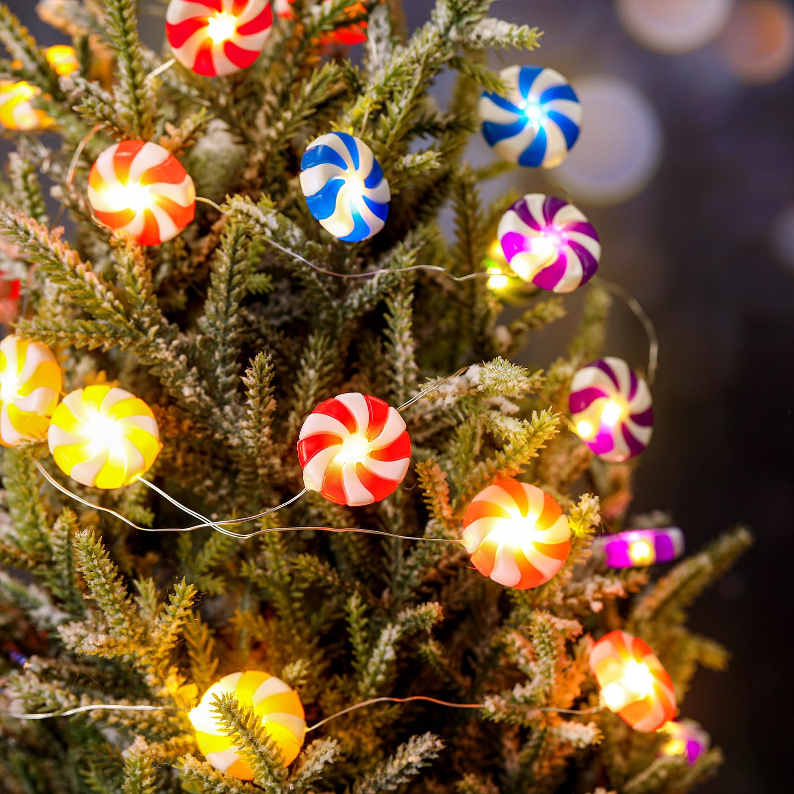Bencailor 3 Pack Christmas Peppermint Candy String Lights Christmas ...