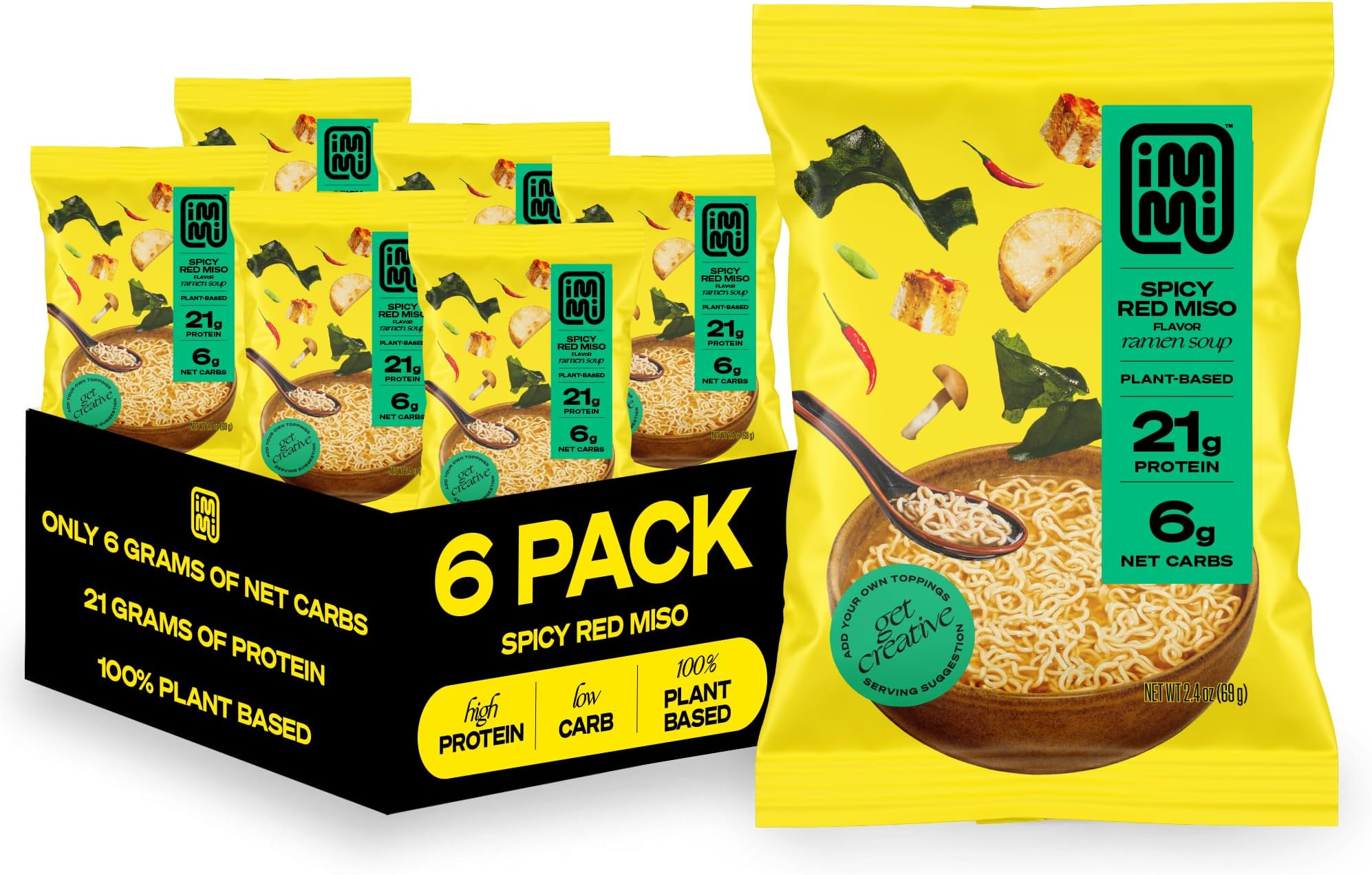 Amazon.com : immi Spicy Red Miso Ramen, 100% Plant Based, Keto Friendly ...