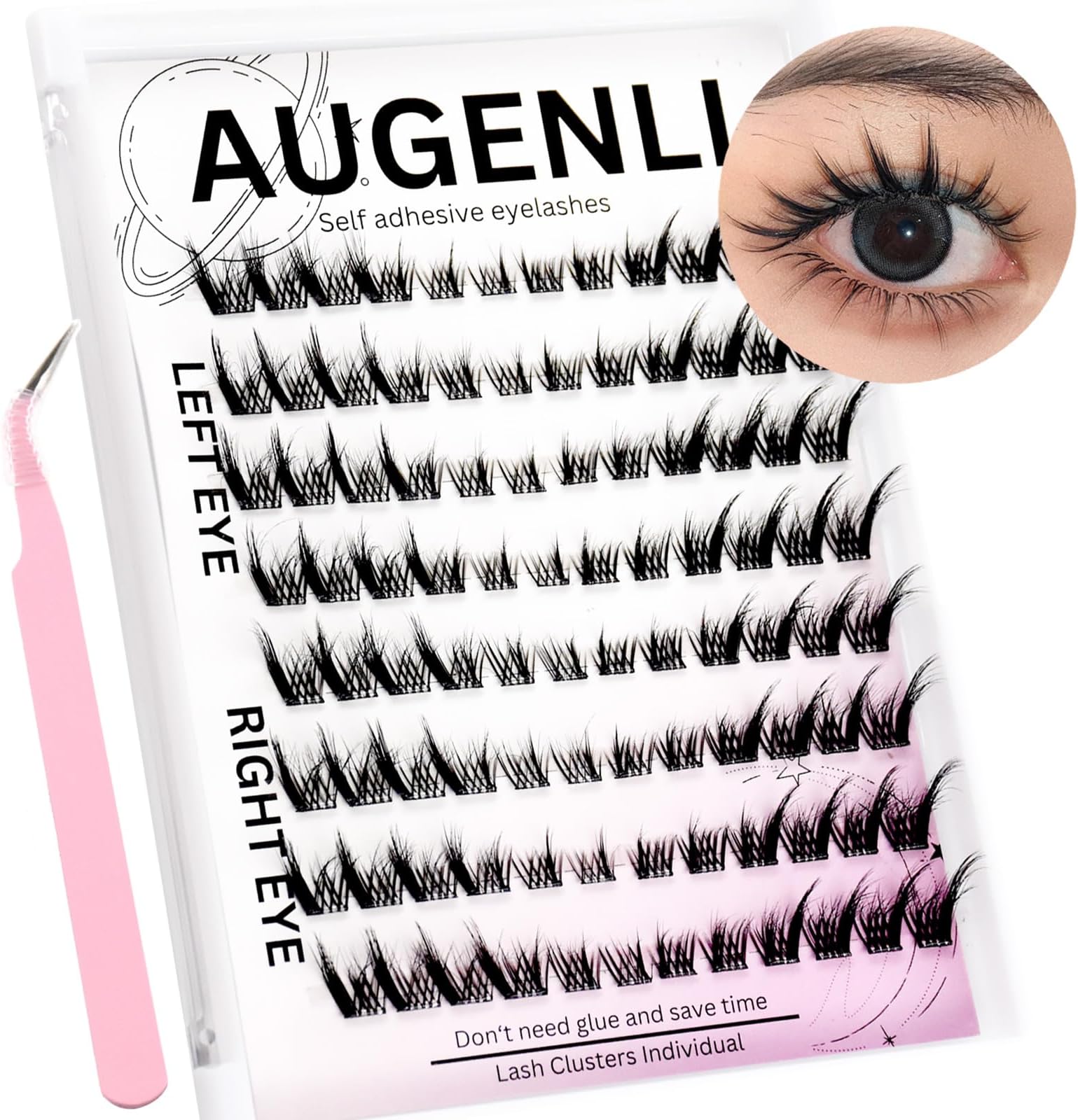Amazon.com: Self-adhesive Natural Lash Clusters Extensions with ...