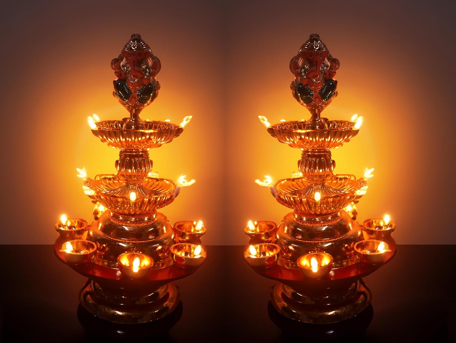 Buy Zerya 19 Deep Double Step Ganesh 3 Layer Electric Diya Deepam Light ...