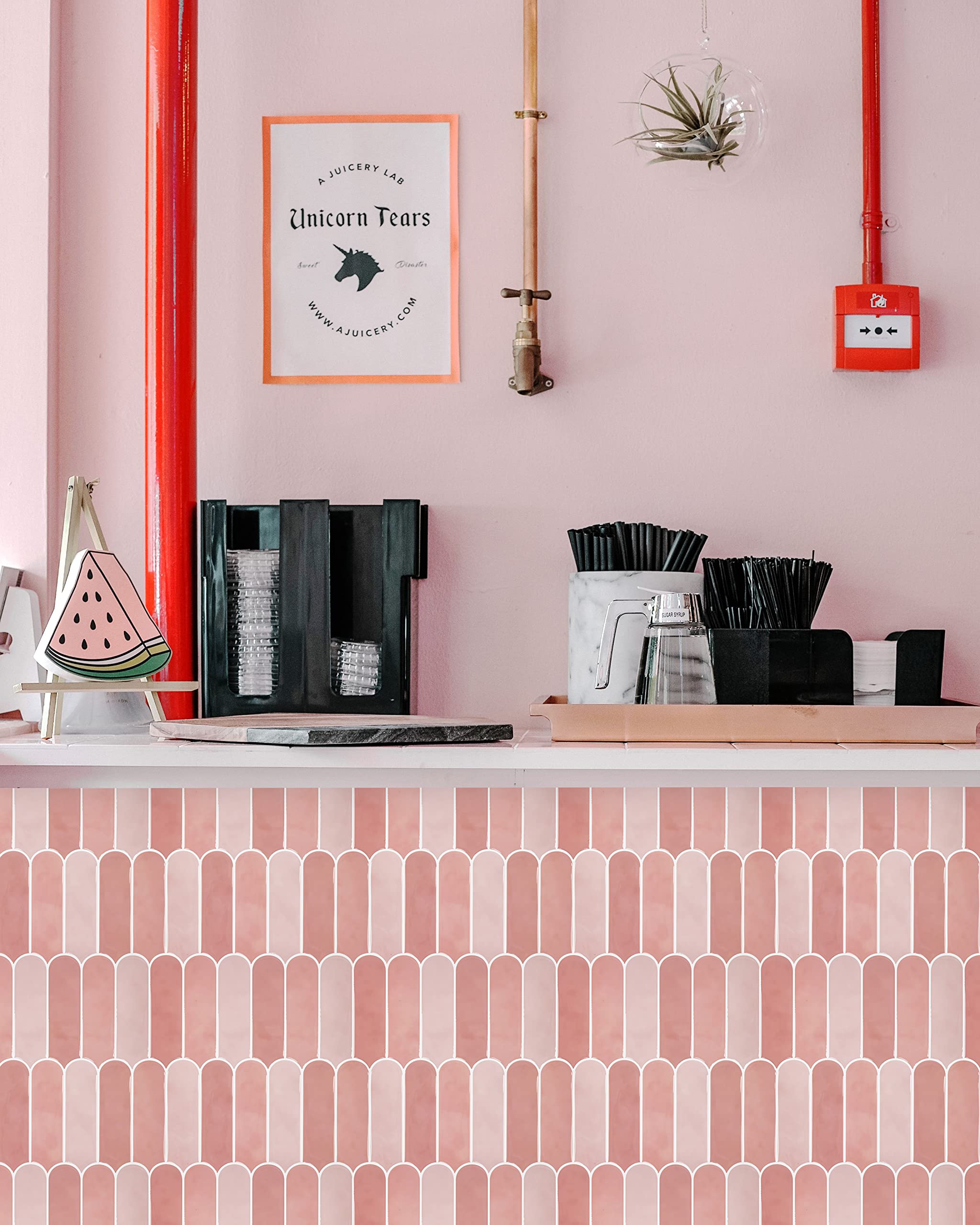 Snapklik.com : Pink Peel And Stick Backsplash Tile, Self Adhesive ...