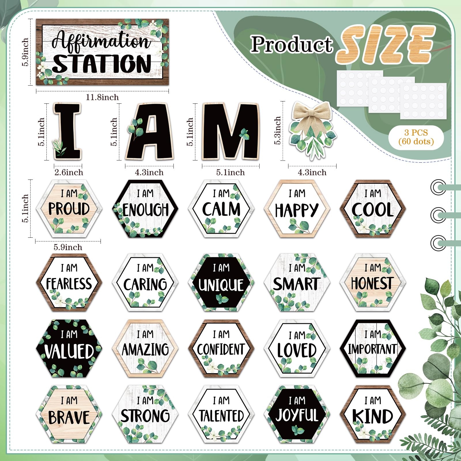 Snapklik.com : Eucalyptus Affirmation Station Bulletin Board Set ...